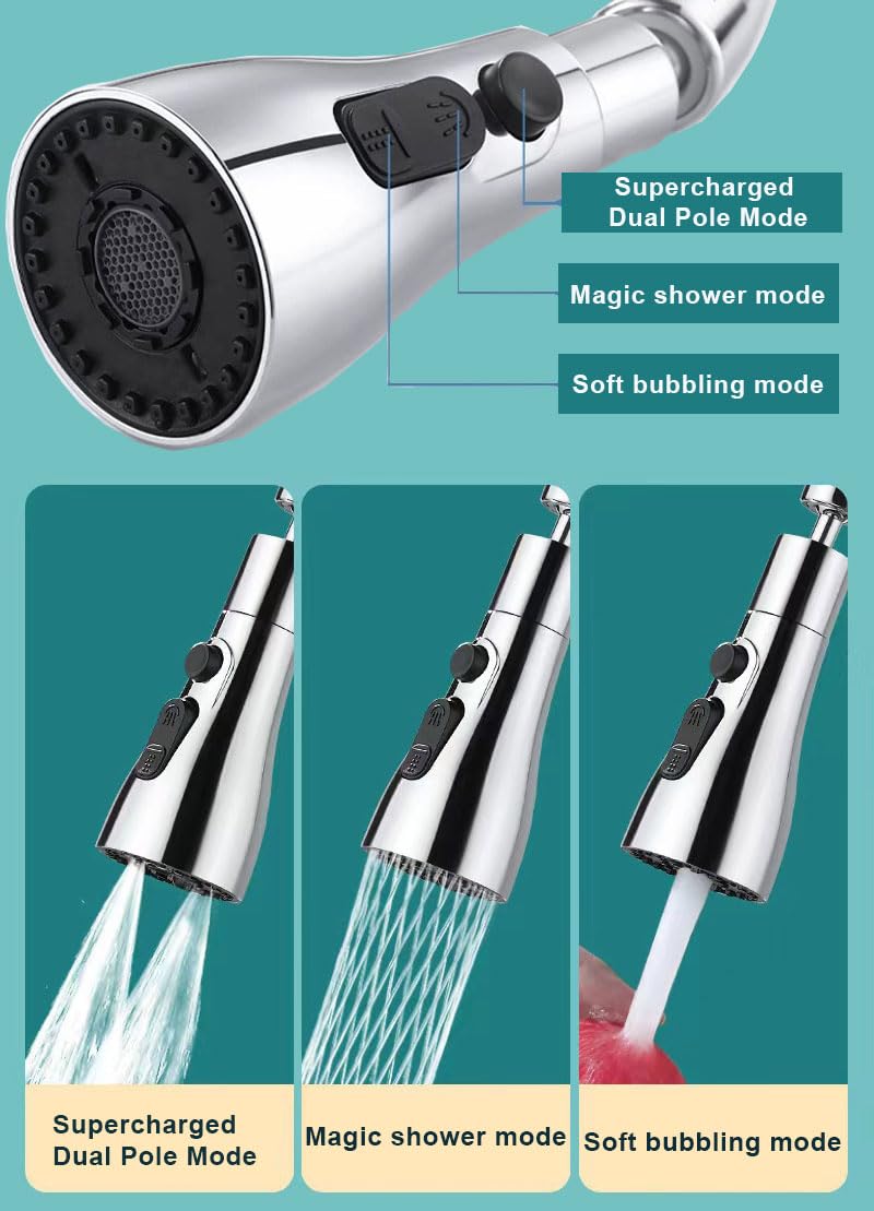 2023 New Gpmsign Universal Pressure Tap Nozzle,Universal Pressure Tap Nozzle Kitchen Sink Water Spray Faucet, 360° Rotating Bathroom Kitchen Sprayer Faucet Extender For Sink Tap Head (Silver+Grey)
