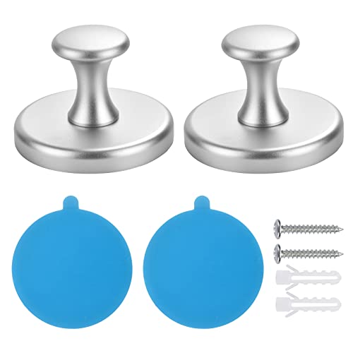 Bathroom Towel Hooks ,Aluminum Coat Robe Hangers,Tape or Screw Install, Heavy Duty Wall Hooks, Wall Mounted Shower Hooks for Clothes Hanging Bathroom Kitchen,2 Packs-Silver Matte Finish