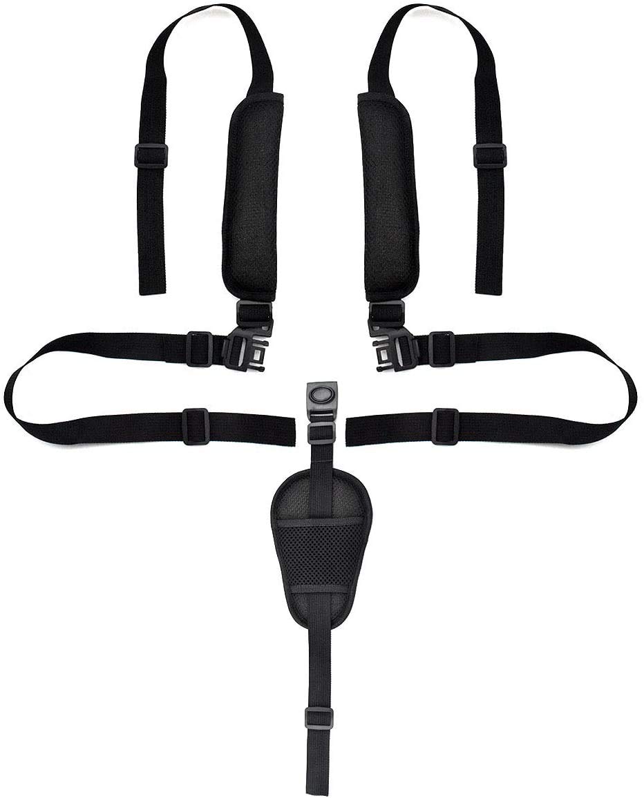 Kissral Universal 5 Point Harness Straps, Adjustable Baby Safety Strap Belt with Shoulder Pads and Guarding Pad, Harness Straps for High Chair/Pushchair/Stroller/Pram/Buggy (Black)