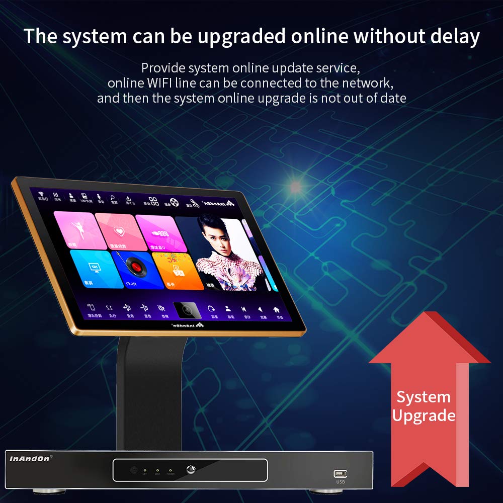 2021 KV-503 Pro Karaoke Player 4T, with 2 top Grade Wireless Mic, 21.5'' Capacitive Touch Screen Intelligent Voice Keying Machine Real-time Score The Latest Style (KV-503 Pro+4TB +21.5")