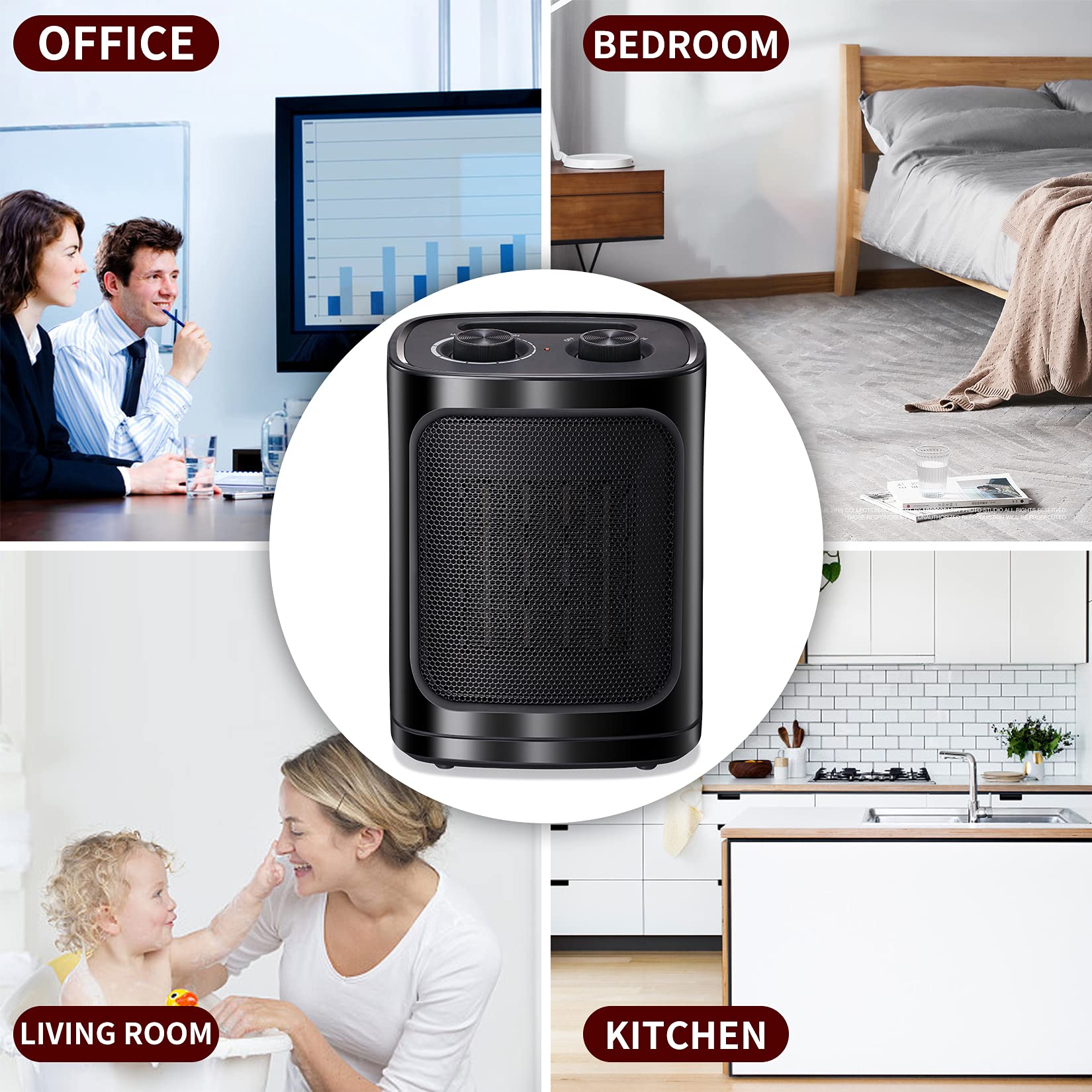 Antarctic Star Space Heater, Portable Electric Heater Ceramic Fan Small Mini Heaters Indoor Use ETL Certified 3 Modes Thermostat, Tip Overheat Protection Quiet Office Room Desk Home,9.1 Inch.