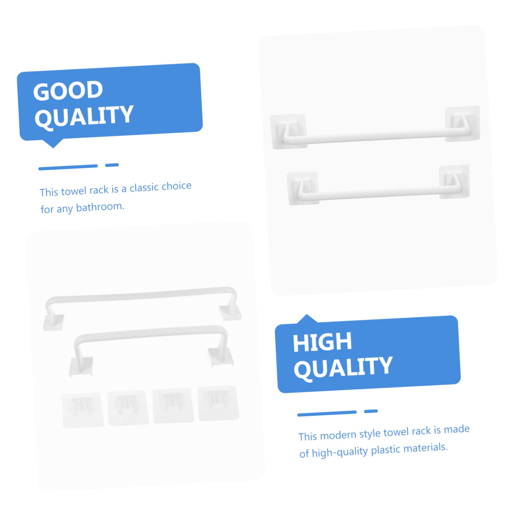 2pcs Nail Towel Rack Towel Hanging Rack Kitchen Towel Shelf Adhesive Towel Rack Plastic Towel Shelf Nail- Towel Holder Household Towel Rack Bathroom Supplies