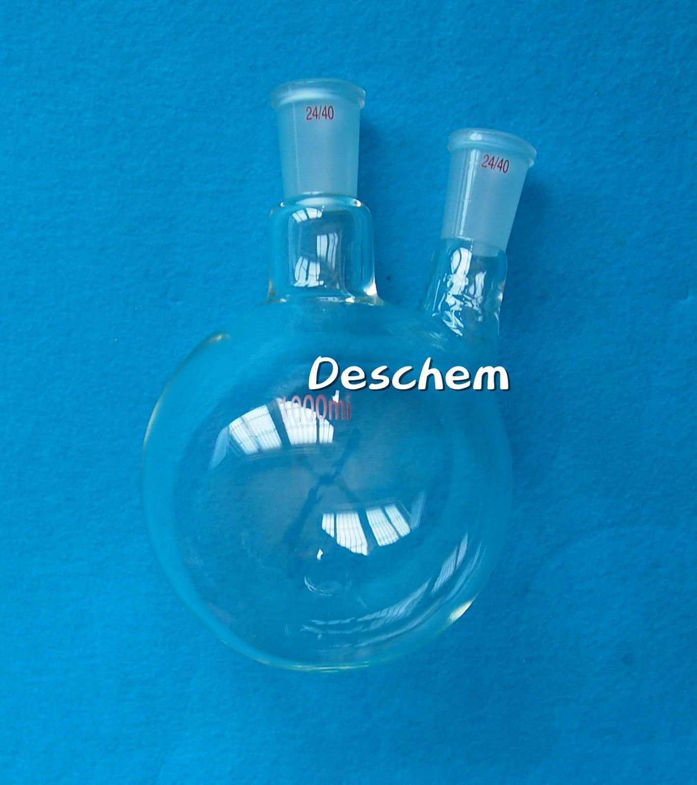 Deschem 1000ml,2-Neck,24/40,Round Bottom Flask,1L,Double Necks,Laboratory Boiling Bottle
