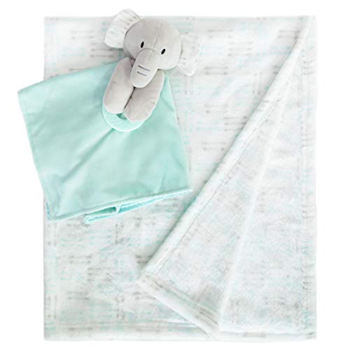 FINOHOPE Baby Blanket Plush Fleece with Security Blanket Snuggler Stuffed Animal Loveys for Boys and Girls, Blue Elephant