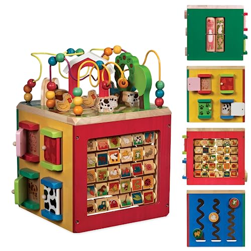 Battat β Wooden Activity Cube β Discover Farm Animals Activity Center for Kids 1 year +, Standard