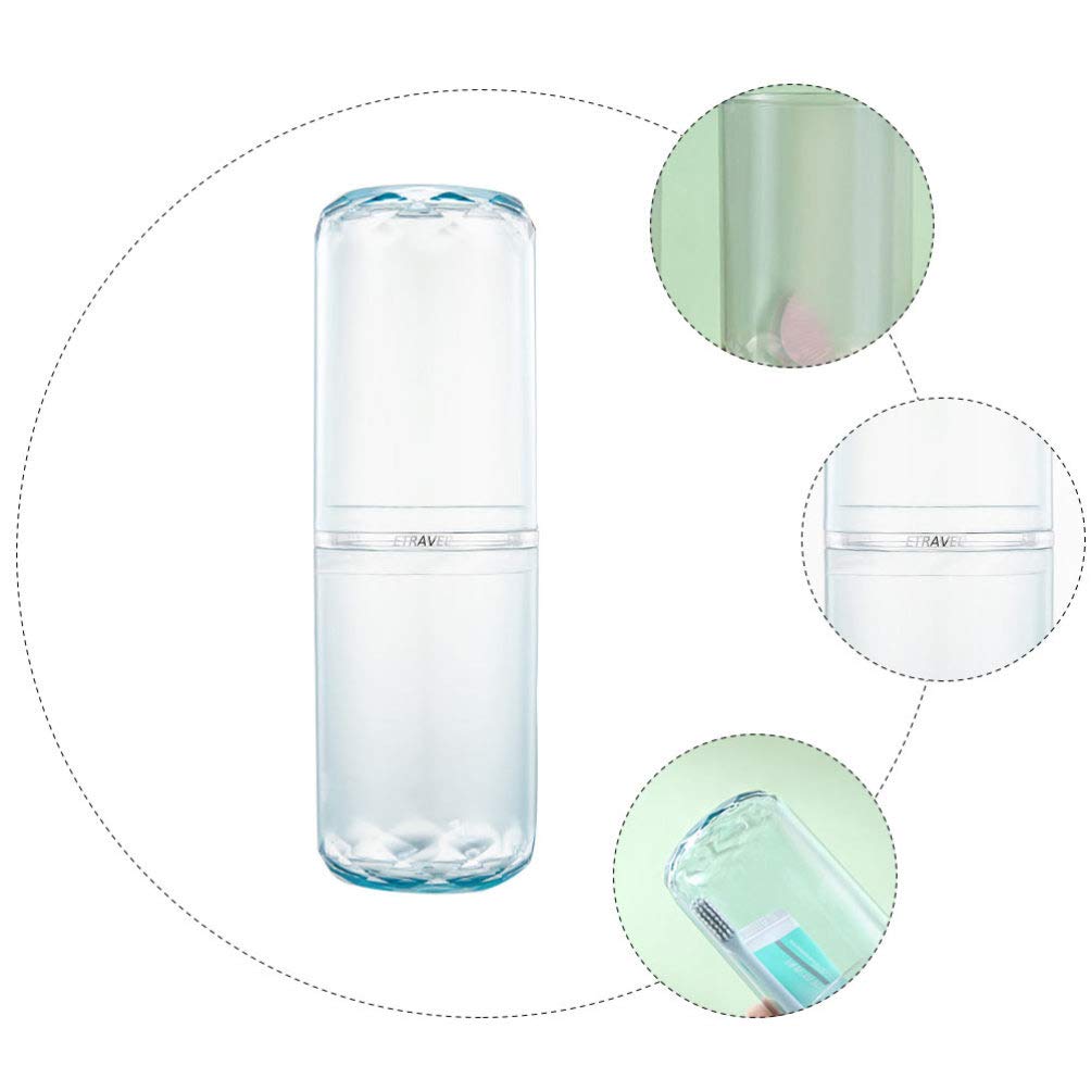 DOITOOL Travel Toothbrush Case Clear Plastic Toothbrush Toothpaste Holder Container Portable Toothbrush Cup Organizer Travel Washing Cup for Camping Travel Business Blue
