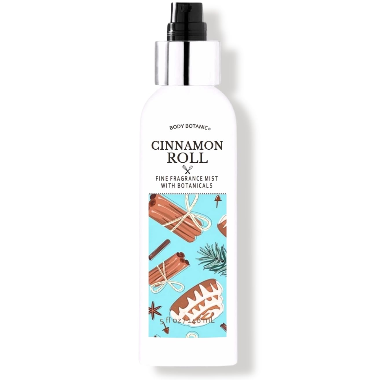 Cinnamon Roll ALCOHOL-FREE Perfume Fine Fragrance Mist by Body Botanic 5 Fl Oz 148 Ml ~ the Irresistibly Yummy Scent of Cinnamon Buns drizzled with Vanilla Buttercream Icing