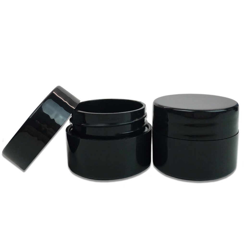 Beauticom 12 Pieces 7G/7ML (0.25oz) Black Sturdy Thick Double Wall Plastic Container Jar with Foam Lined Lid for Lotion, Creams, Toners, Lip Balms, Makeup Samples - BPA Free
