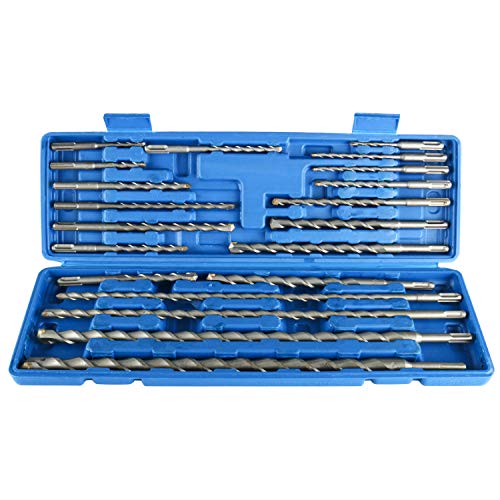 20pcs SDS Plus Rotary Hammer Drill Bits, SDS+ Carbide Tipped Stone Concrete Masonry Hole Tool Set For Ceramic Tile, Brick, Wall 3/16"~13/16" with Storage Case