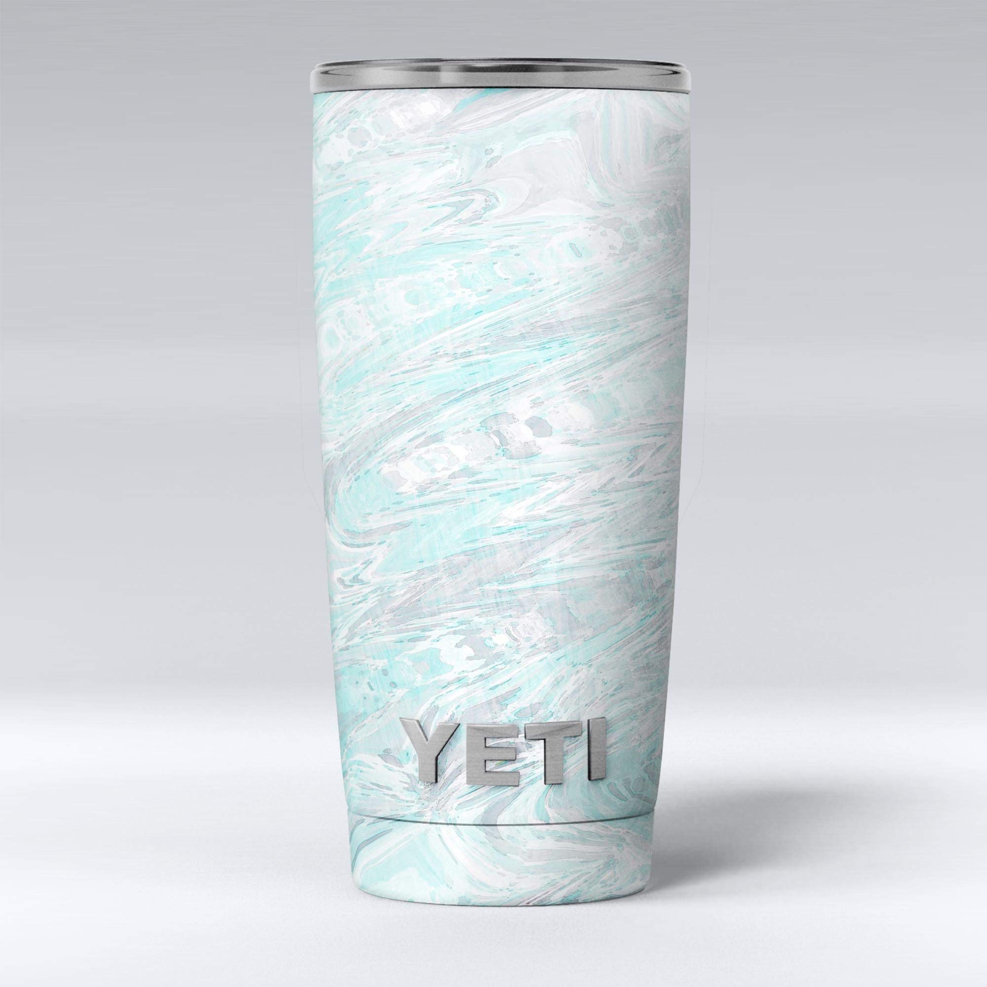 Design Skinz Teal Slate Marble Surface V39 - Skin Decal Vinyl Wrap Kit Compatible with The Yeti Rambler Cooler Tumbler Cups