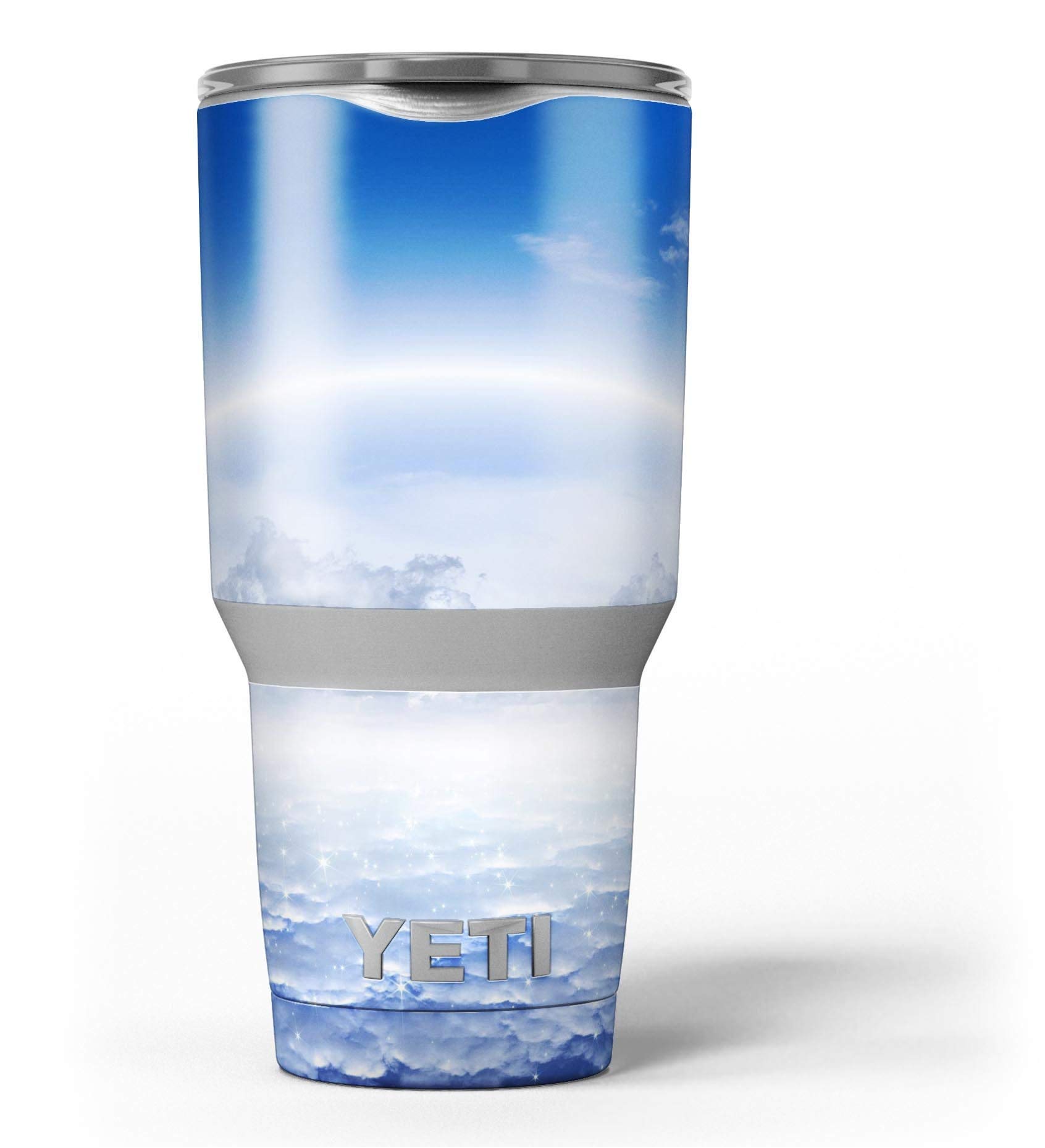 Design Skinz Vivid Blue Reflective Clouds on The Horizon - Skin Decal Vinyl Wrap Kit Compatible with The Yeti Rambler Cooler Tumbler Cups