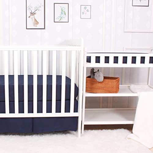 CaSaJa Navy Diaper Changing Pad Cover with Strap Holes Set of 3, Snug Fit 4-Sided Contoured Changing Table Pad 16x31 16x32, Fitted Change Pad Sheet for Baby Boy, 100% Silky Soft Microfiber