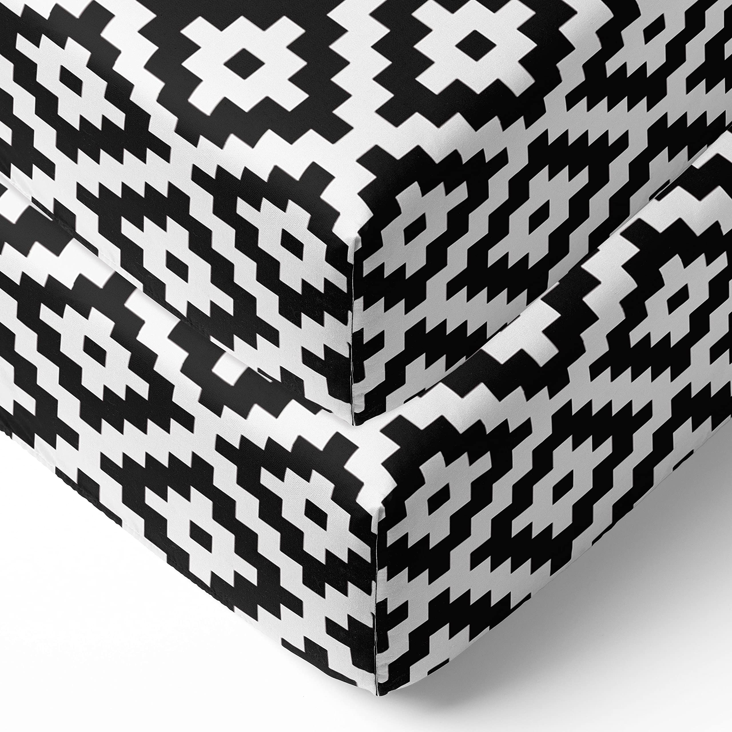 Bacati - 2 Pack Love Diamonds Aztec Neutral 100% Cotton Soft Breathable Percale 2 Pack Crib/Toddler Bed Fitted Sheets (Black)
