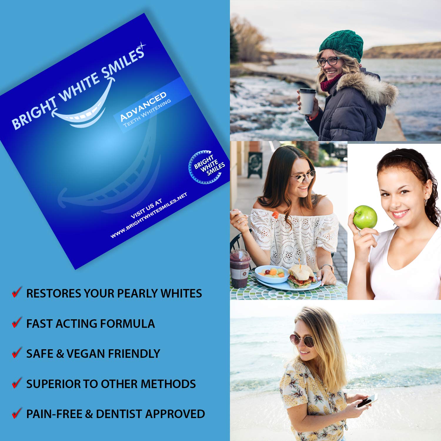 Bright White Smiles Teeth Whitening Kit | LED Light Activated Teeth Whitener | With 2x 5ml 35% Carbamide Peroxide Gel Syringes | Comfort Fit Mouth Tray & Case | For Home Use | Professional Results