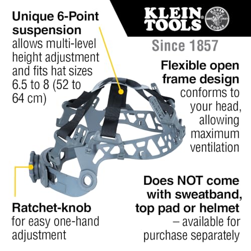 Klein Tools CLMBRSPN Safety Helmet Suspension, Replacement Part for Klein Tools Safety Helmets with Ratchet Knob and Pivot Adjustment