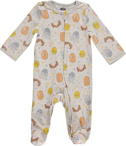STAR WARS Princess Leia R2-D2 Newborn Baby Girls 2 Pack Zip Up Sleep N' Play Coveralls Grey/White 0-3 Months