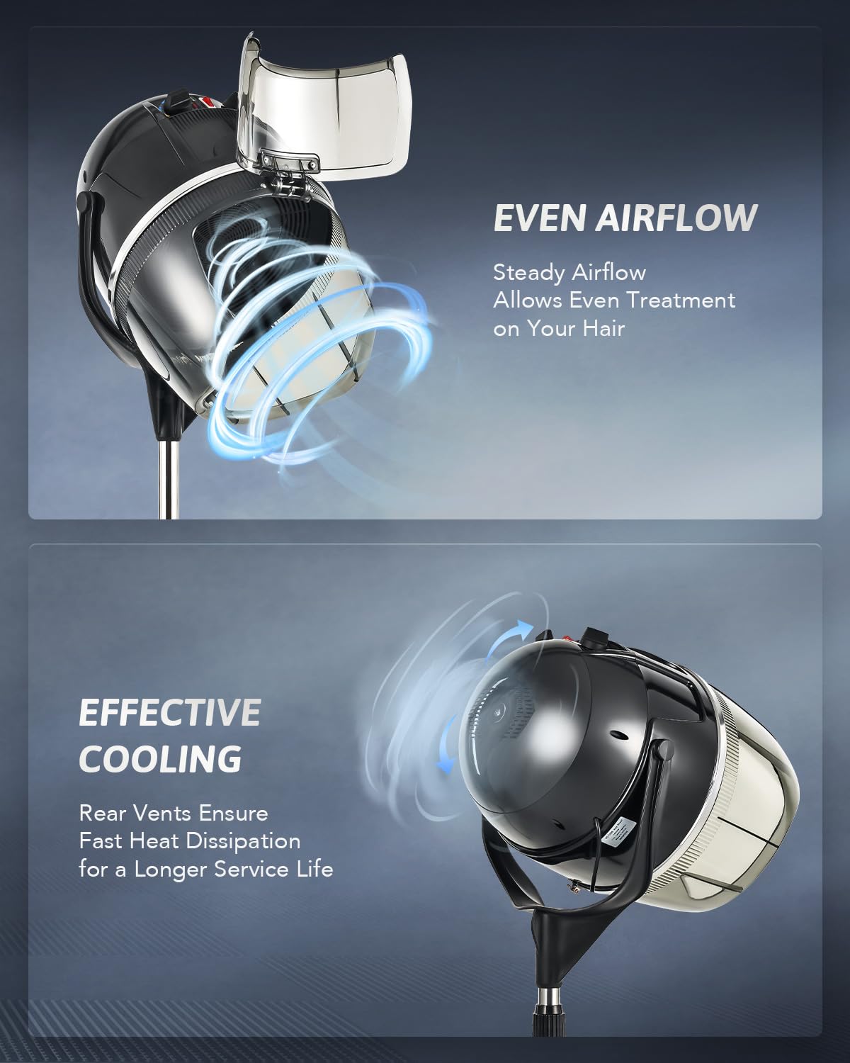 CO-Z Professional Adjustable Hooded Stand-Up Hair Bonnet Dryer with Timer Swivel Caster Rolling Base for Beauty Salon or Home Use