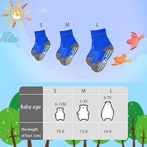 LA DEARCHUU Toddler Socks with Grips Crew Kids Grips Socks Non Slip Baby Socks for 4-7 Years, 6 Pairs Colors