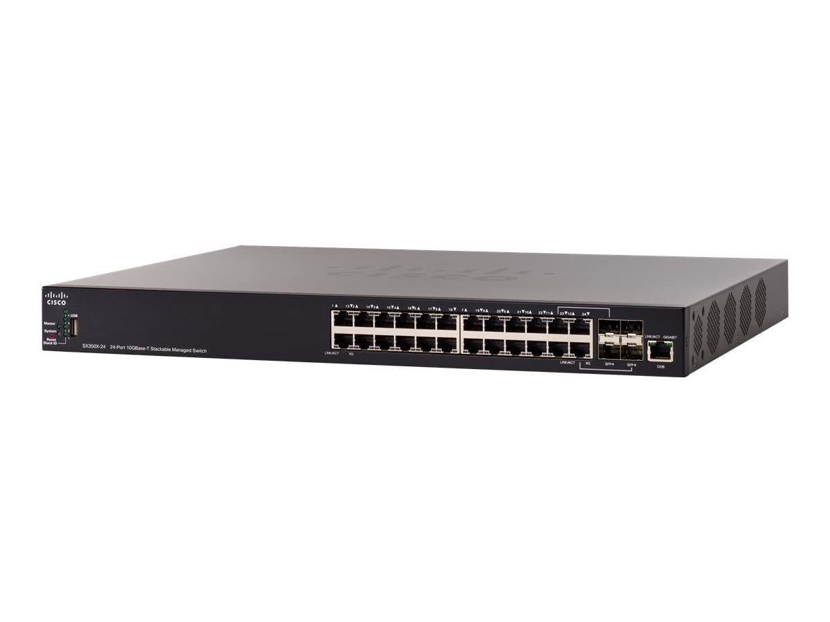 Cisco SX350X-24 Stackable Managed Switch with 24 ports 10 Gigabit Ethernet (GbE), 20 Ports 10GBase-T plus 4 x 10G Combo SFP+, Limited Lifetime Protection