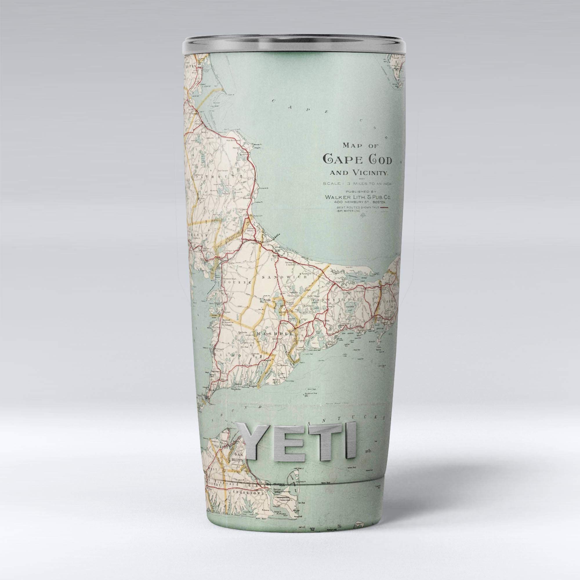 Design Skinz The Vintage Map of Cape Cod - Skin Decal Vinyl Wrap Kit Compatible with The Yeti Rambler Cooler Tumbler Cups