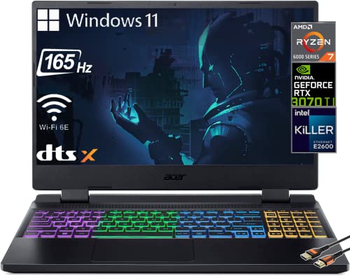 Acer Nitro 5 15.6" QHD LED-Backlit IPS 100% DCI-P3 165Hz Gaming Laptop AMD 8-Core Ryzen 7 6800H NVIDIA GeForce RTX 3070 Ti MUX Wi-Fi 6E RJ-45 Win 11 W/HDMI (32GB RAM | 1TB PCIe SSD)