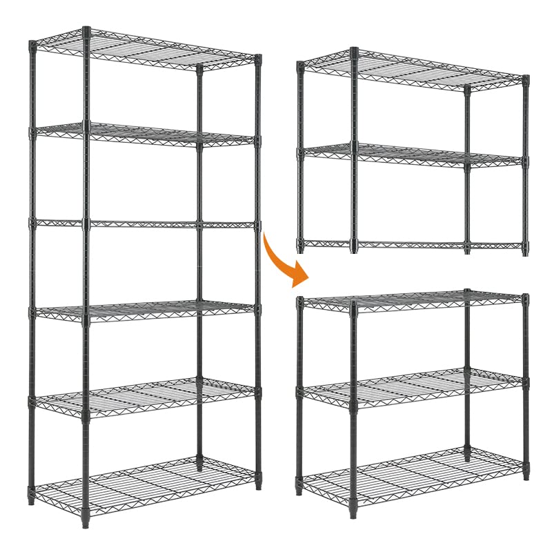 EZPEAKS 6-Shelf Shelving Unit, Changeable into 2 of 3-Shelf Units, Adjustable Heavy Duty Steel Wire Shelves, 350 lbs Loading Capacity Per Shelf (71.5â H, 36â W, 16â D)