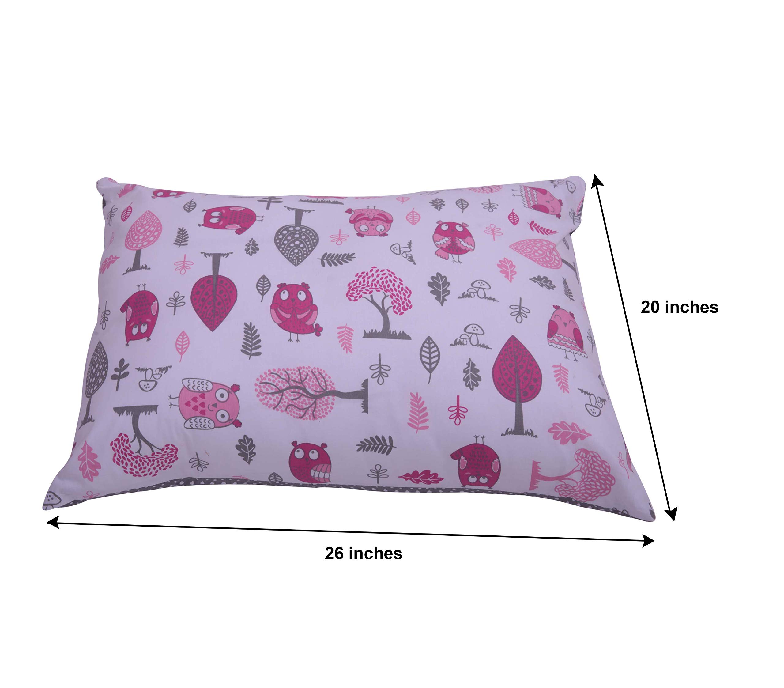Bacati - Owls Pink/Grey Girls Cotton 3 Pc Full/Queen Comforter Set, Grey/Pink