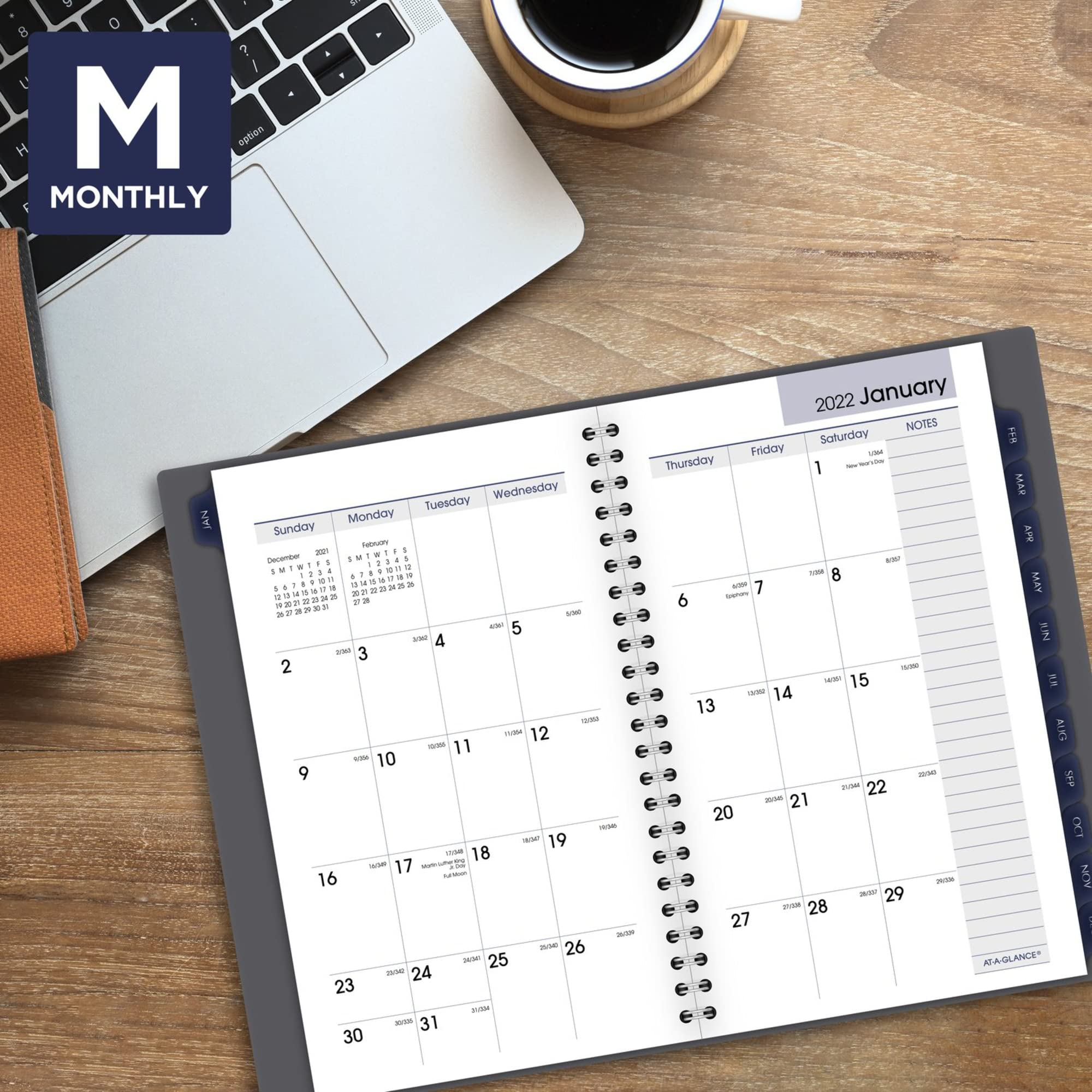 2022 Weekly & Monthly Planner by AT-A-GLANCE, 5" x 8", Small, Wirebound, DayMinder, Gray (GC20007)