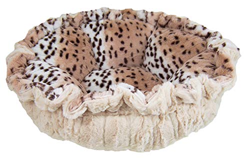 Bessie and Barnie Ultra Plush Aspen Snow Leopard/Natural Beauty Luxury Deluxe Dog/Pet Cuddle Pod Bed