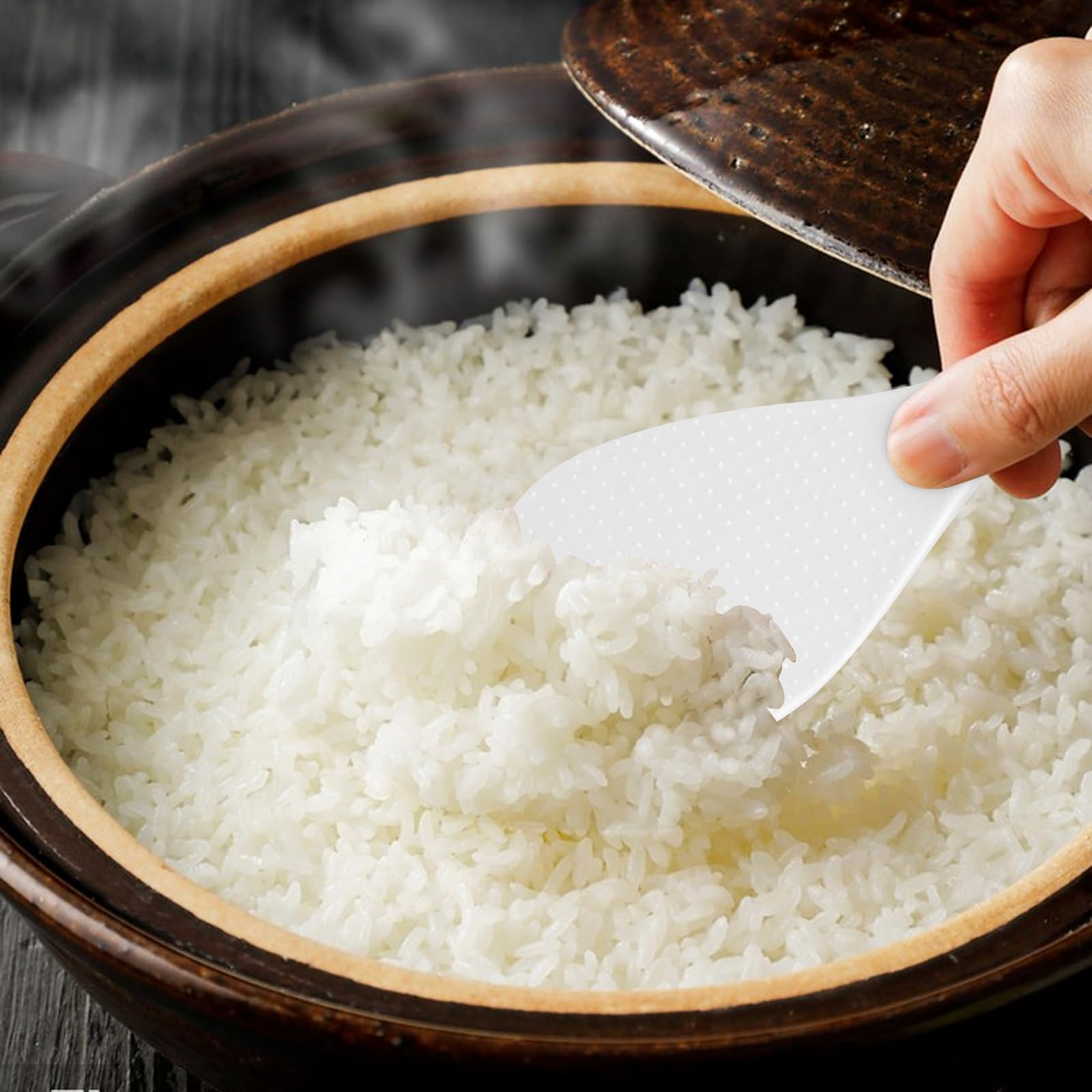 2PCS Rice Serving Spoon White Non-Stick Rice Spoon Paddle Rice Cooker Spoon Large Plastic Rice Spatula 7.95 Inch