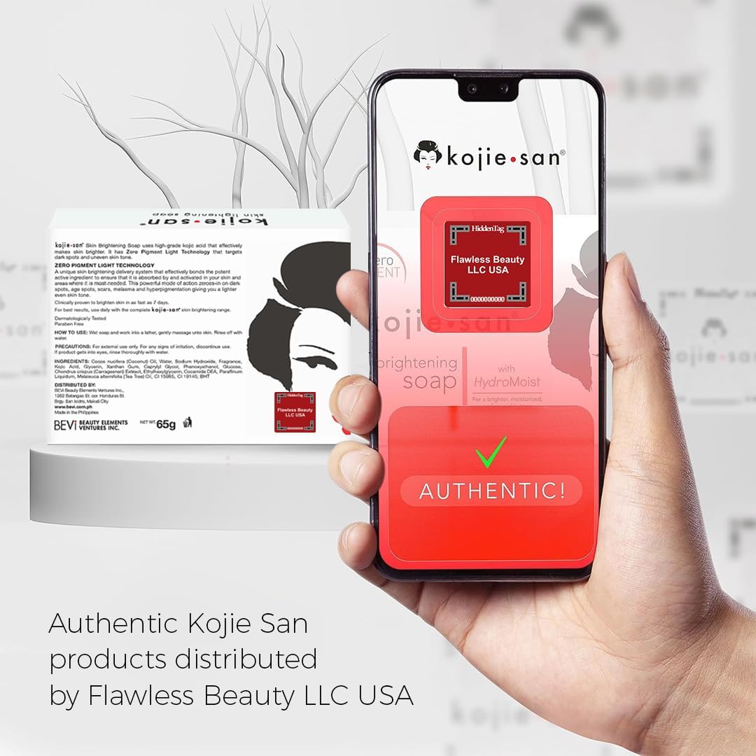 Kojie San Skin Brightening Soap - Original Kojic Acid Soap that Reduces Dark Spots, Hyperpigmentation, & Scars with Exfoliating Soap Net Included - 65g x 2 Bars