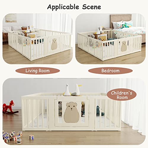 BanaSuper Baby Playpen Large 14-Panel Playard with Play Mat Safe Indoor Baby Fence for Toddlers Sturdy Kids Activity Center with Gate 78.7" x 70.9" x 26.4" 38.7 sq.ft