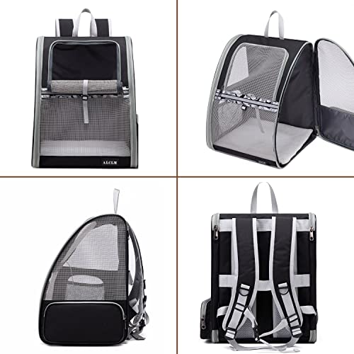 ALCLM Pet Carrier Backpack for Dogs and Cats Backpack,Puppies,Fully Ventilated Mesh,Airline Approved,Designed for Travel, Hiking, Walking & Outdoor Use-Black