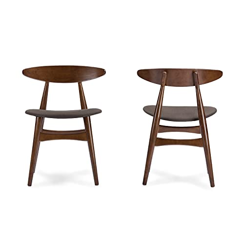 Baxton Studio Flamingo Mid-Century Dark Walnut Wood Dining Chair