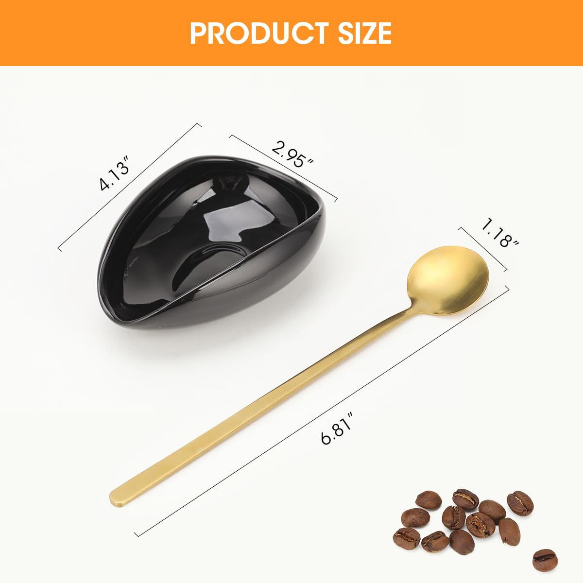 Aieve Coffee Spoon Rest with Stainless Steel Coffee Stirring Spoon and Ceramic Coffee Spoon Holder(1*Black Spoon Rest+2*Gold Stirring Spoon)