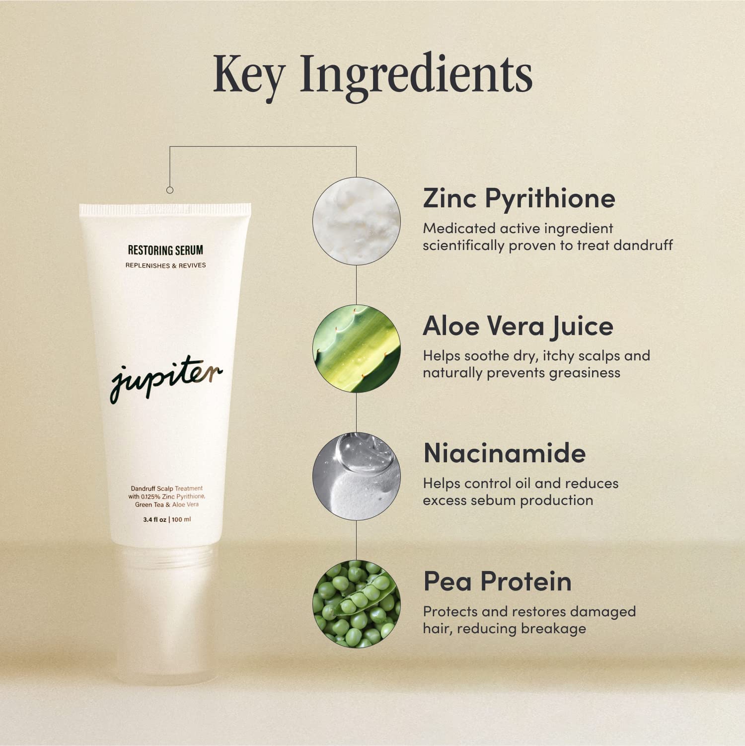 Jupiter Dandruff Shampoo, Conditioner, and Serum Trio, Relieves Itchy, Dry, & Flaky Scalp, Color-Safe, & Sulfate-Free, Made with Zinc, Coconut Oil, and Green Tea