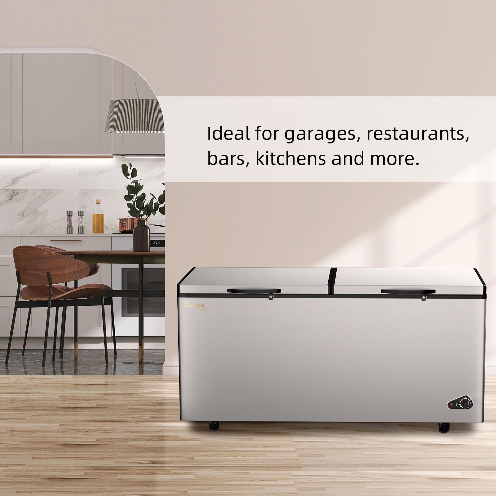20 Cu Ft Chest Freezer - Large Commerical Deep Freezer with Removable Baskets - Top Open Door Compact Freezer w/Adjustable Temperature Quiet Energy Saving for Families Office and Garage - Silver