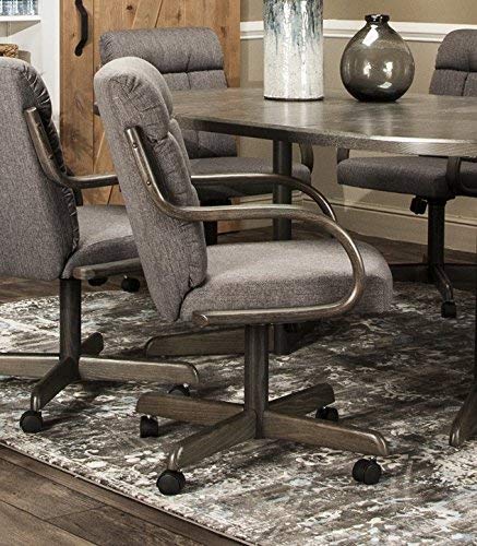 Caster Chair Company Garrett Swivel Tilt Caster Dining Arm Chair in Smoke Tweed Fabric (1 Chair)