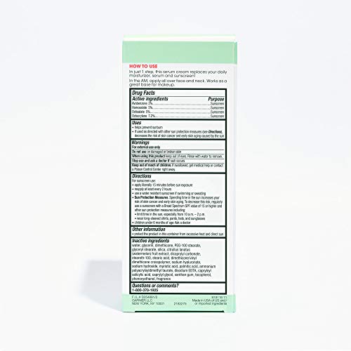 Garnier Green Labs Hyalu-Melon 3-in-1 Replumping Serum Cream with Hyaluronic Acid, 24h Moisture + Serum + SPF 30, 2.4 Fl Oz (72mL), 1 Count (Packaging May Vary)