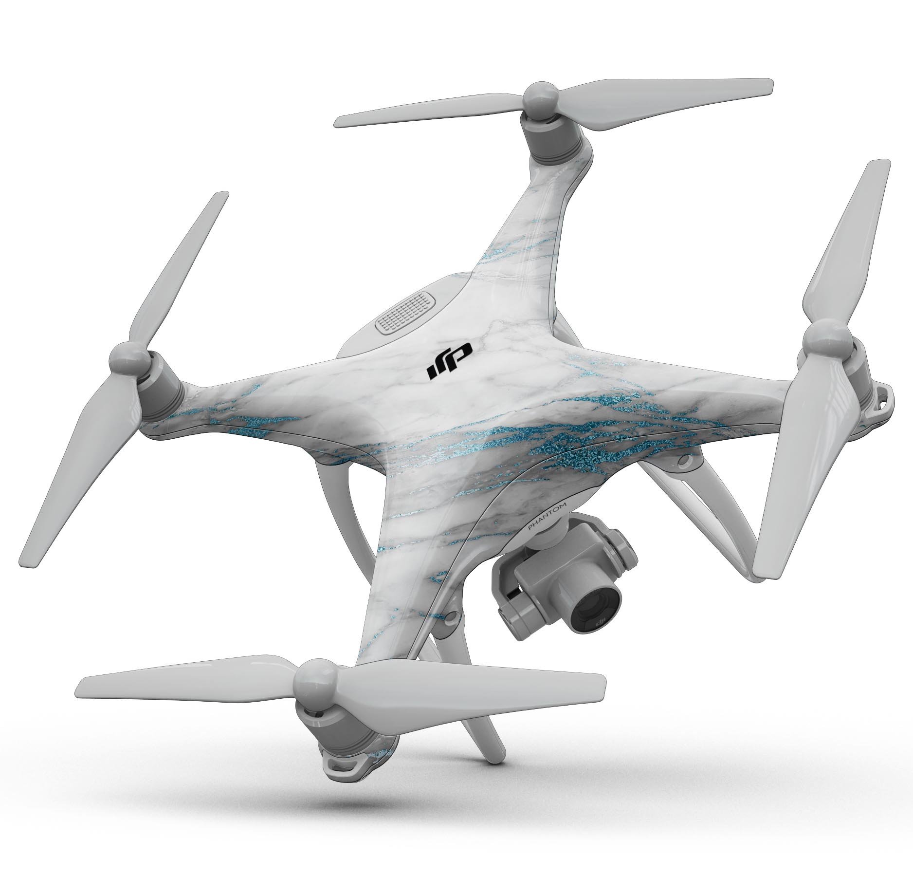 Design Skinz Design Skinz Marble & Digital Blue Frosted Foil V8 Full-Body Wrap Decal Skin-Kit Compatible with The Drone DJI Phantom 2