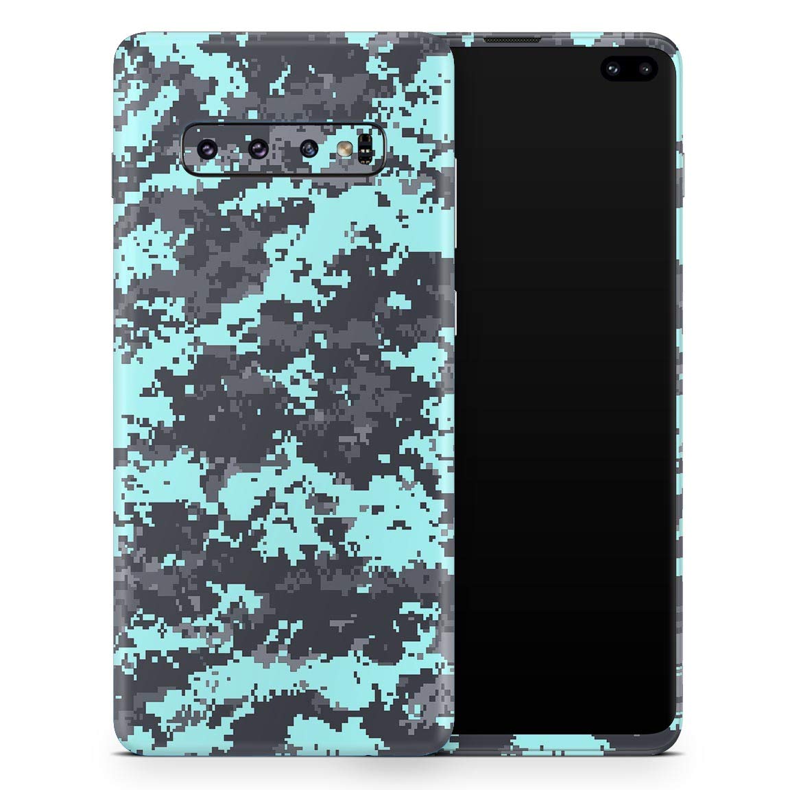 DesignSkinz Light Blue and Gray Digital Camouflage | Protective Vinyl Decal Wrap Skin Cover Compatible with The Samsung Galaxy S9 Plus (Full-Body, Screen Trim & Back Glass Skin)