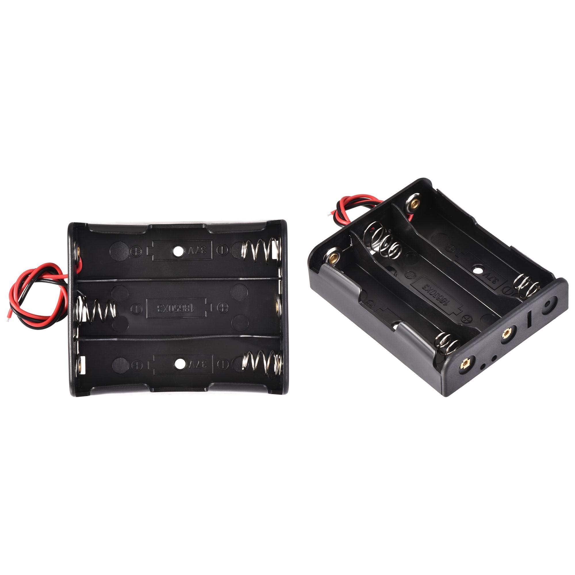 uxcell Battery Case Storage Box 3 Slots x 3.7V 2-Wire Lead for 3 x 18650 Battery 10 Pcs