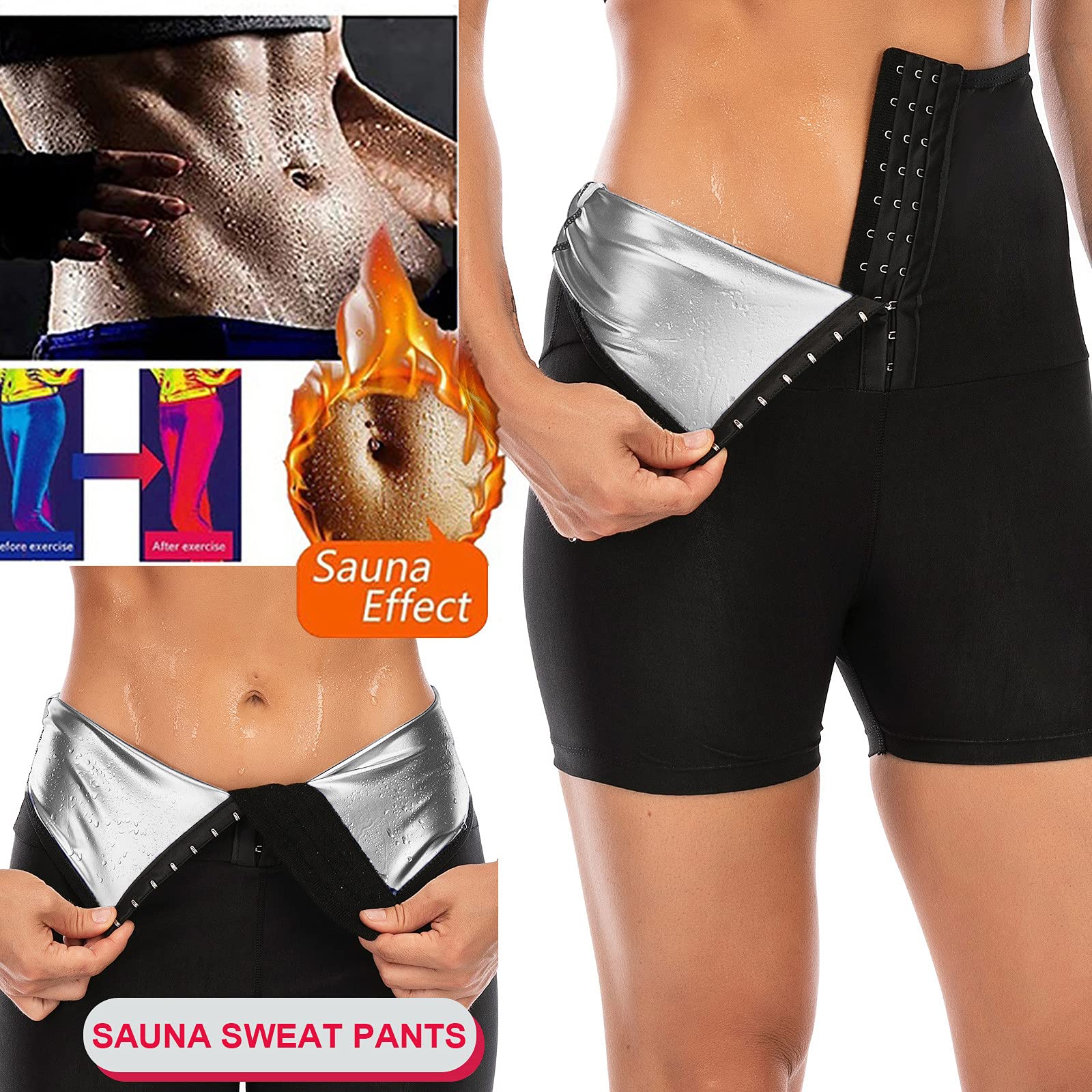 Bblulu Sauna Shaper Pants Shorts Legging for Women Weight Loss High Waist Sweat Pants Hot Slimming Workout Panst