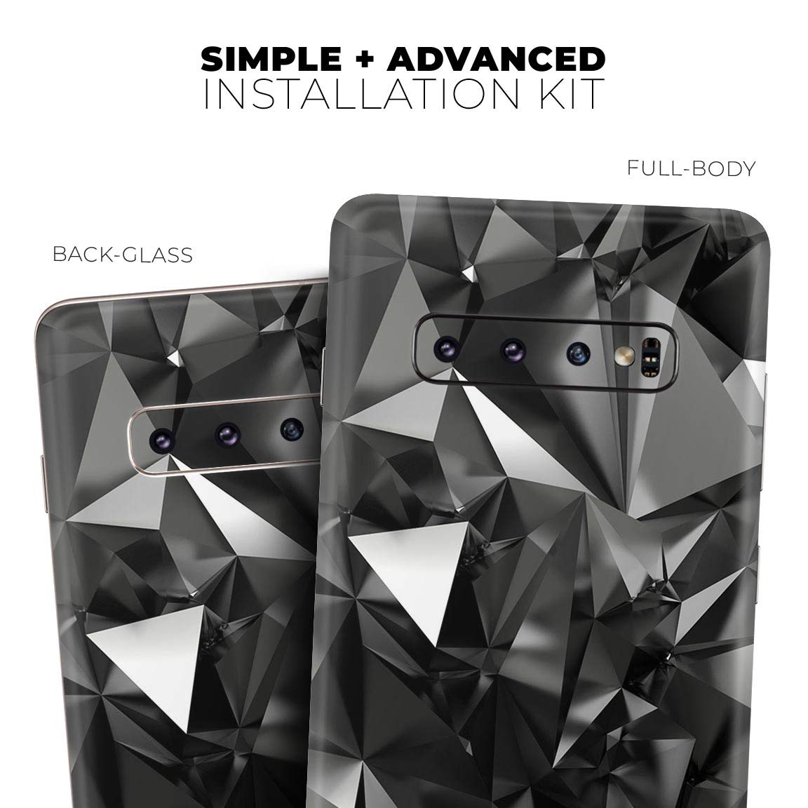 DesignSkinz Black 3D Diamond Surface Protective Vinyl Decal Wrap Skin Cover Compatible with The Samsung Galaxy S20 (Screen Trim & Back Glass Skin)