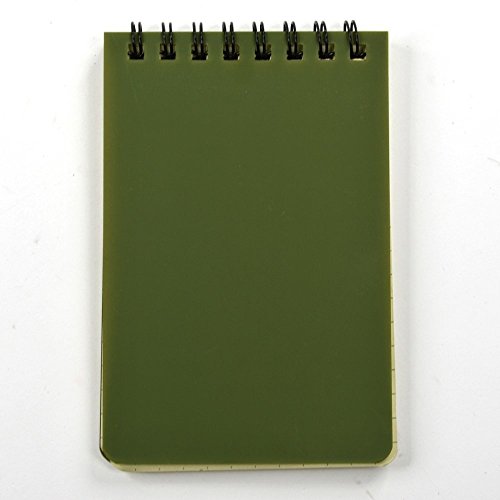 CUGBO 10 Pack Waterproof Notebook, All-Weather Pocket Sized Tactical Notepad, Top Spiral Memo Grid Paper Notepad for Outdoor Activities Recording(Army Green,3.2"x5.5")