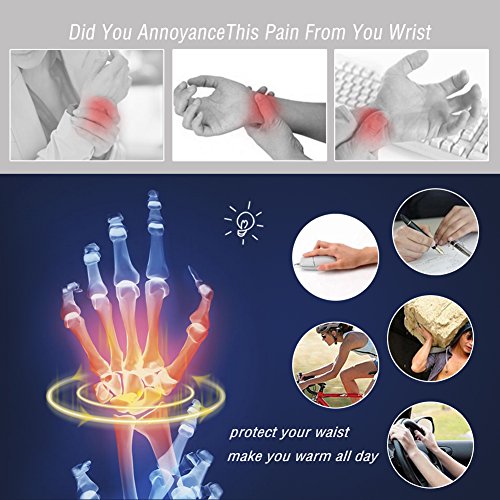 2 Packs Self-Heating Magnetic Wrist Support Brace Adjustable Protect Wrap for Working Cycling Running Sports for Men and Women,One Size (Black)