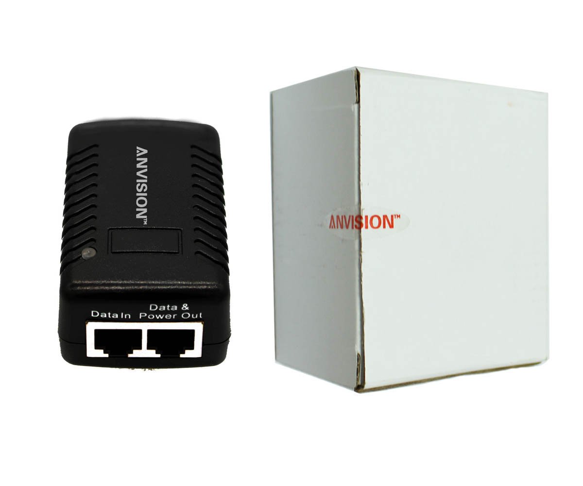 ANVISION 48V 0.5A PoE Injector Power Supply Ethernet Adapter with Wall Plug, IEEE 802.3af Compliant, 10/100Mbps, for IP Camera Voip Phones AP and More