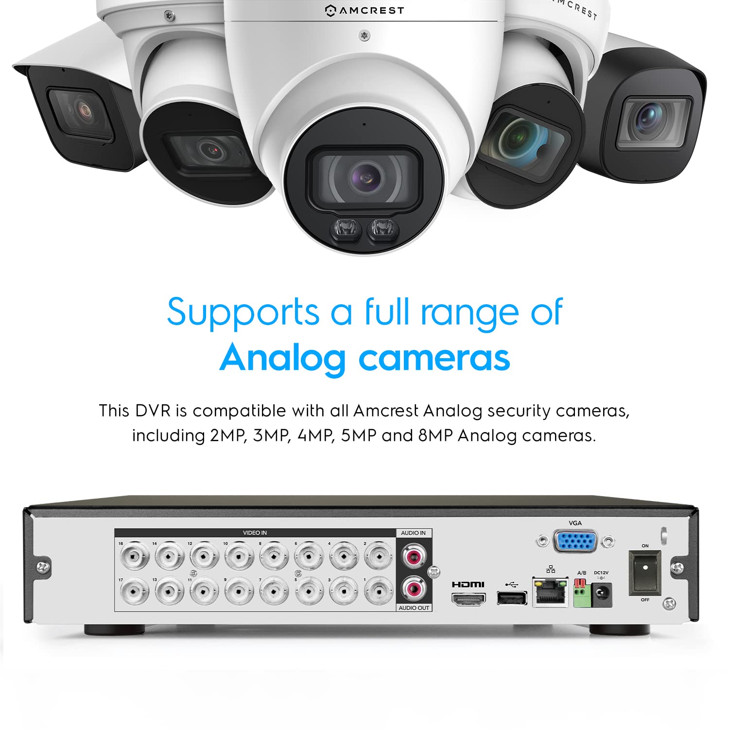 Amcrest 5MP UltraHD 16 Channel DVR Security Camera System Recorder, 5MP Security DVR for Analog Security Cameras, Remote Smartphone Access, HDD & Cameras NOT Included (AMDV5M16)