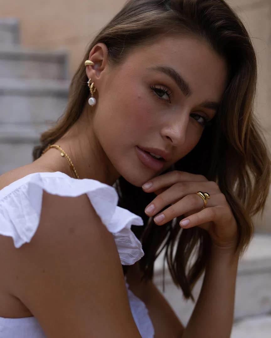 18k Gold Pearl Drop Earrings Hypoallergenic With Fresh Water Pearls [Gift Box included]