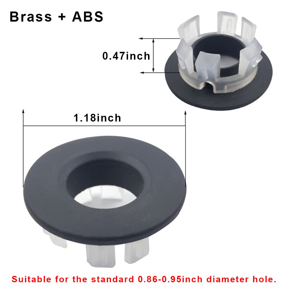2Pcs Sink Overflow Ring Matte Black Bathroom Sink Basin Trim Overflow Cover Hole Insert Ring Caps Brass Kitchen Bath Sink Round Drain Cover Parts
